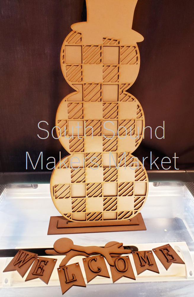 Tall Standing Snowman Checkerboard Crafting Surface | South Sound ...